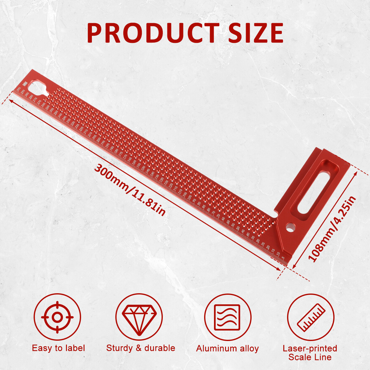 L-Type Hole Ruler Precise Woodworking Scriber Measuring Tool Right ...