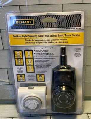 Defiant Outdoor Light-Sensing Timer & Indoor Basic Timer Combo New 1000 ...
