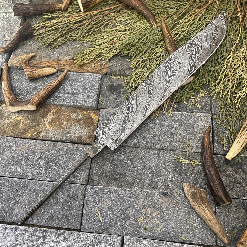 SHARD BLADE Custom Hand Forged Damascus Steel Hunting Bowie Blank Blade ...