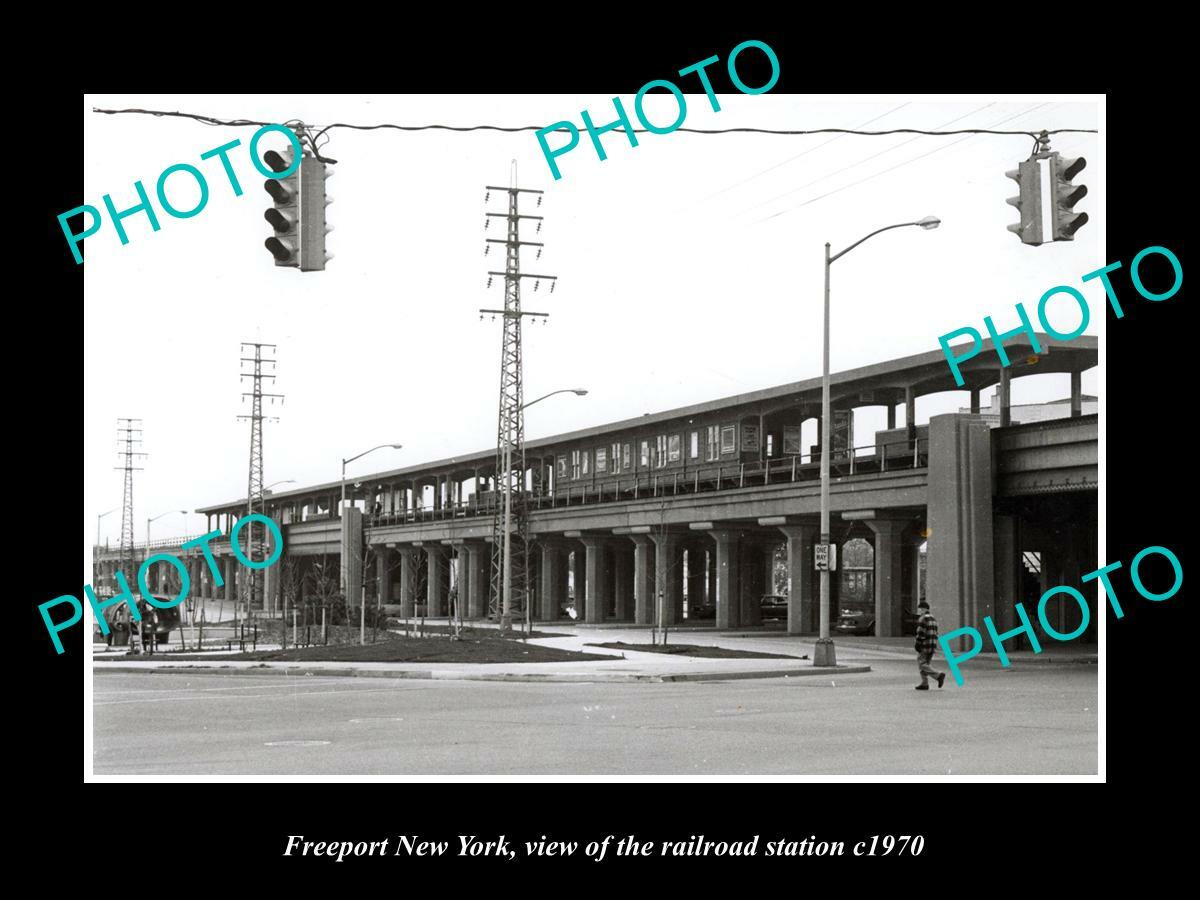 OLD POSTCARD SIZE PHOTO OF FREEPORT NEW YORK THE RAILROAD STATION c1970 ...