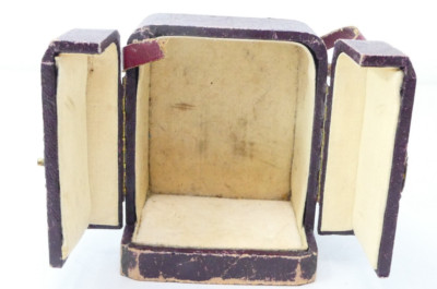 Clock Display Case Skiver Leather Covered Velvet Lined With Brass Clasp ...