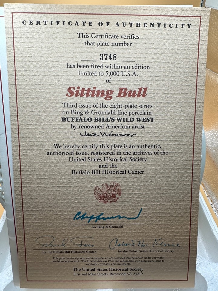 SITTING BULL Plate 100th Anniversary Buffalo Bill's Wild West Jack ...