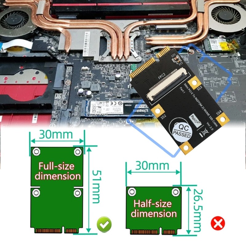 M.2 NVME Solid Disk To Mini PCIE Adapter for NVMe Solid Disk Optimized ...