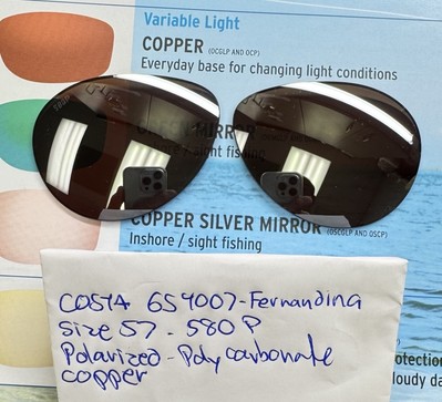 Costa Fernandina Copper 580P Lenses 06S4007- Lens Only POLARIZED ...