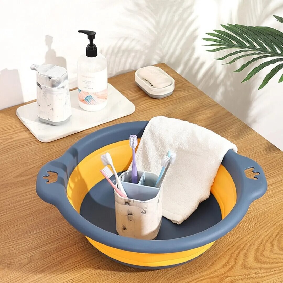 COLLAPSIBLE WASH BOWL POP UP CAMPING FOLDING CLEANING WASHING UP BASIN ...
