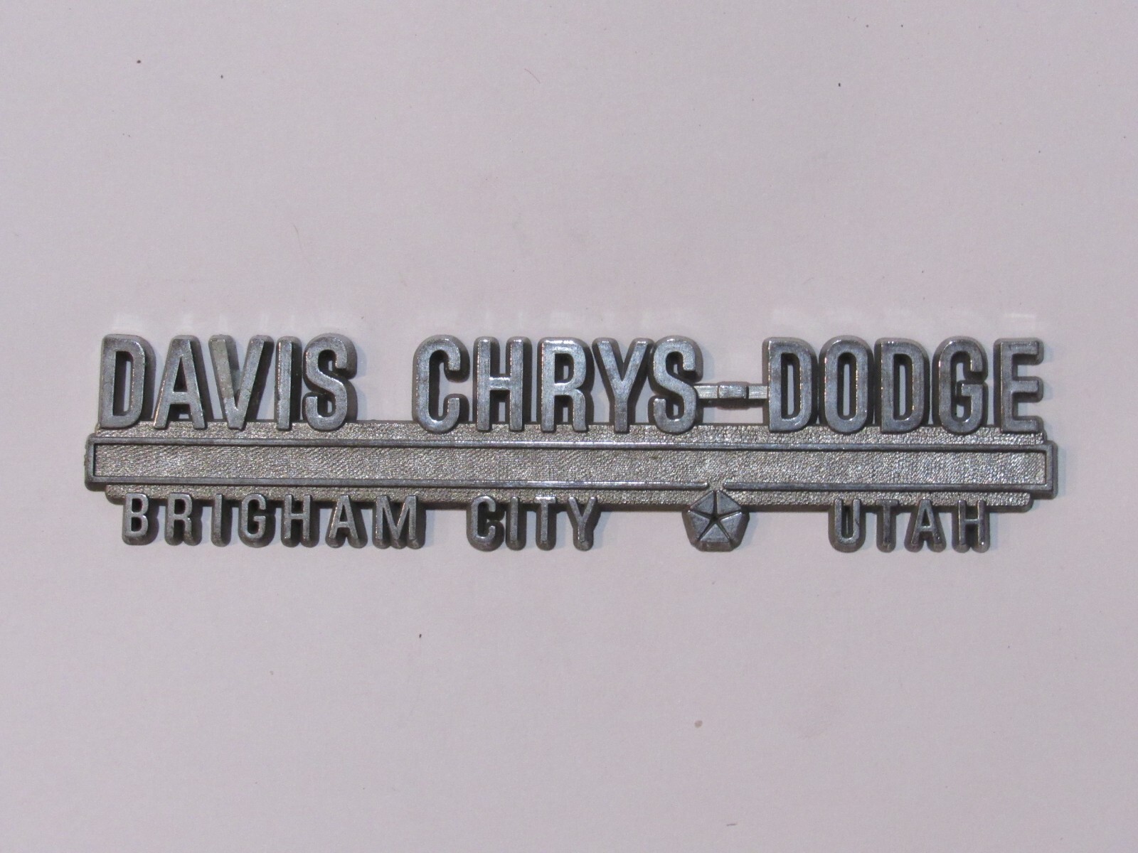 Vintage Davis Chrysler-Dodge Brigham City Utah Plastic Dealer Badge ...