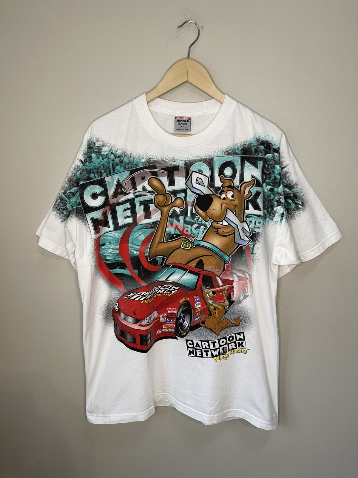 Vintage Scooby Doo Cartoon Network NASCAR Wacky Racing T Shirt All Over ...