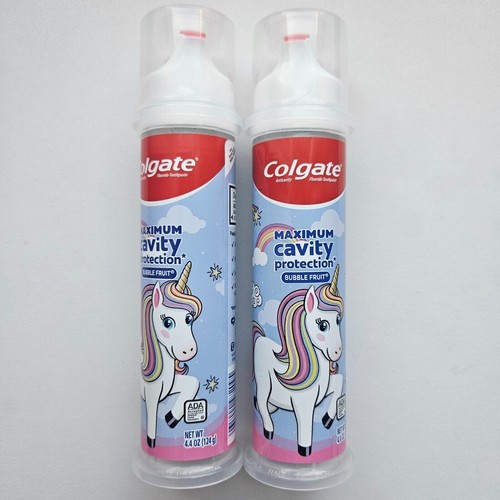 2 Colgate Kids Unicorn Toothpaste Pump, Cavity protection bubble fruit ...