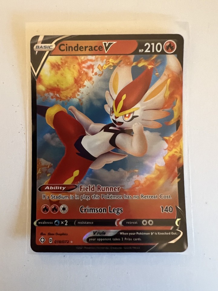 Cinderace V Shining Fates 018/072 Holo Ultra Rare Pokemon Trading Card ...