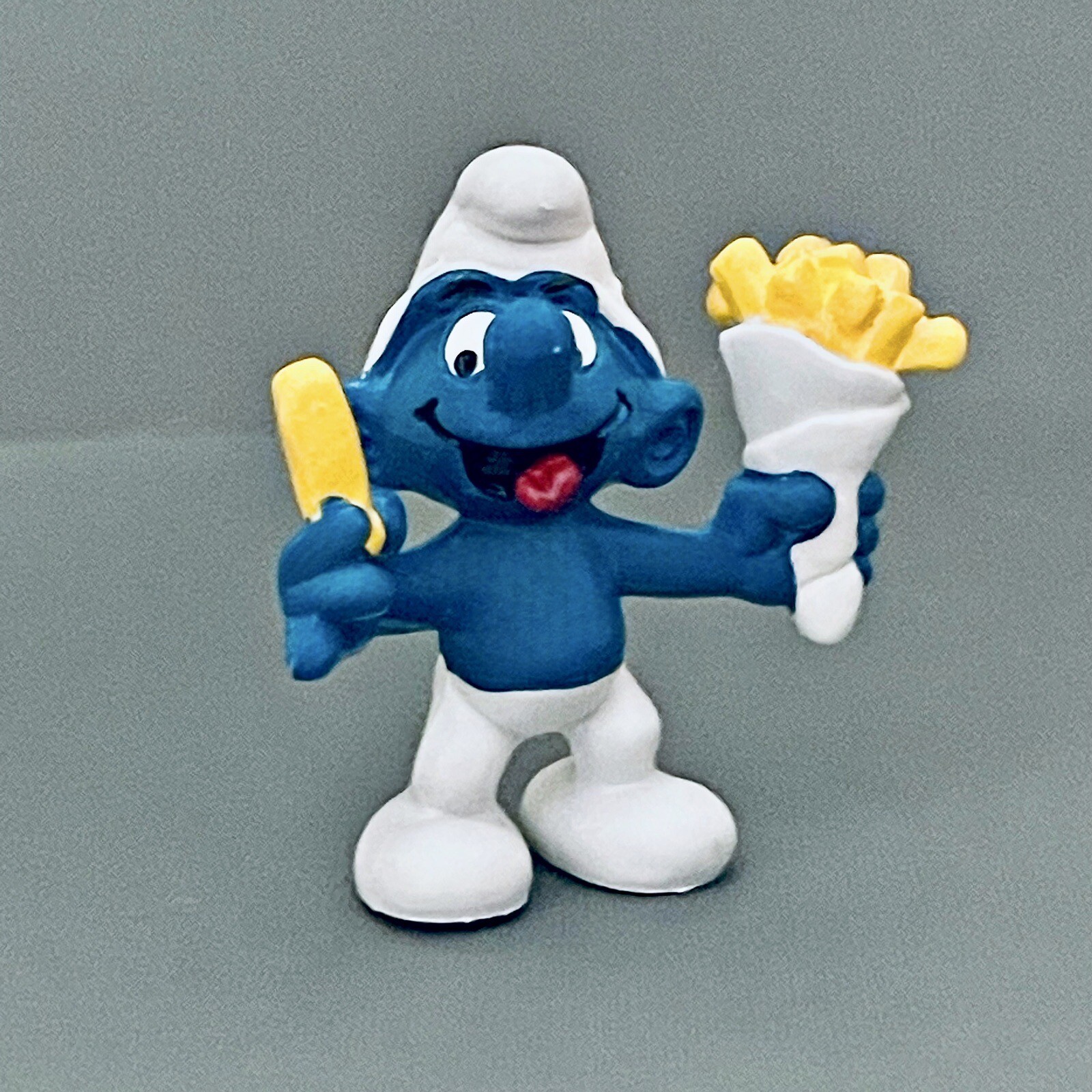 Smurfs French Fry Smurf 20131 PVC Figure Vintage 1980 Schleich Smurf ...