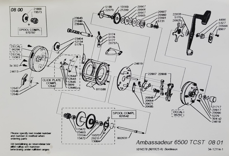 Abu Garcia Ambassadeur Reel Part - 6000 6500 C4 TC Ball Bearing ...