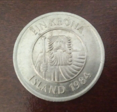 ONE 1984 ICELAND EIN KRONA 1KR COIN | eBay