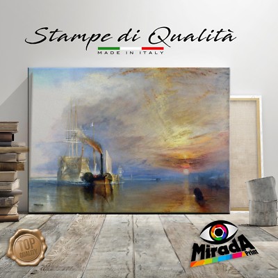 QUADRO William Turner La valorosa Téméraire STAMPA TELA CANVAS mare ...