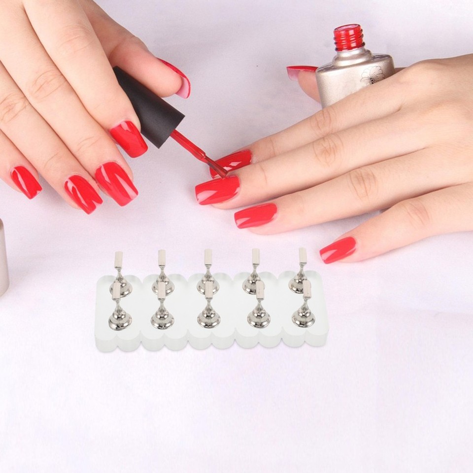 1 Set Practice Nail Stand: Rectangular Acrylic Display Base With Clay ...