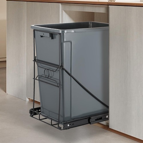 Pull Out Trash Can, Stainless Steel Kitchen Adjustable Trash Slide Out ...