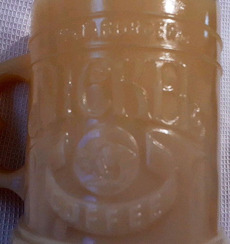 Whataburger Buffalo Nickel Glass Embossed Butterscotch 8 oz Coffee Mug ...