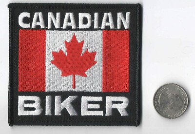 Canadian Biker - Flag Iron On Sew On Embroidered Patch 3 1/2"x 3 1/8 ...