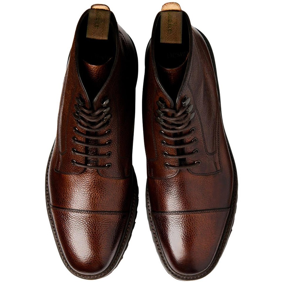 Loake Mens Leather Aquarius Boot Shoes Cedar Dark Brown Grain Sizes UK7 ...