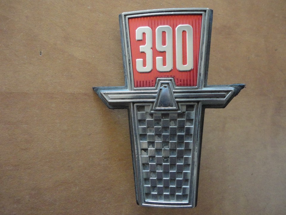 NEW 1965 FORD GALAXIE 390 FENDER EMBLEM INSERTS PAIR AMERICAN MADE ...