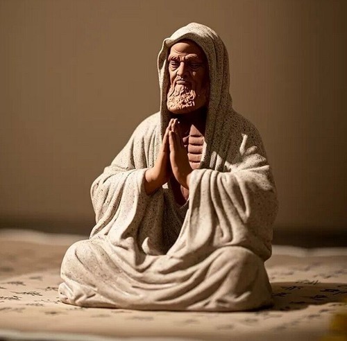 New Chinese Zi Sha Sand Meditation Dharma Statue Old Monk Zen Decor | eBay