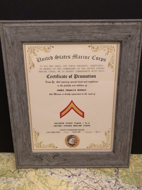 USMC / PRIVATE FIRST CLASS (E-2) ~ Commemorative Promotion Certificate ...