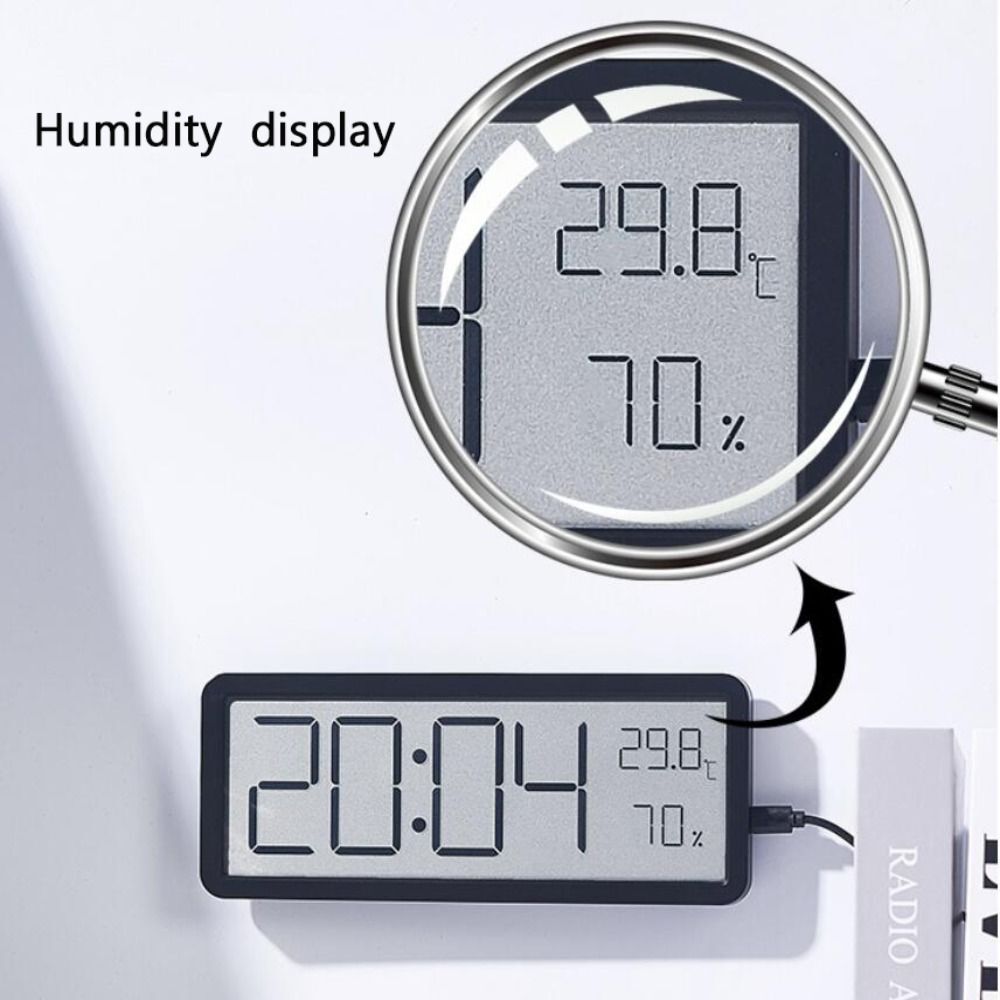 LCD Screen Humidity Display Electronic Clock Desktop Digital Clock Home ...