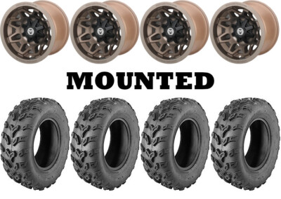 Kit 4 Moose Splitter Tires 25x8-12/25x10-12 on Moose 416X Bronze Wheels ...