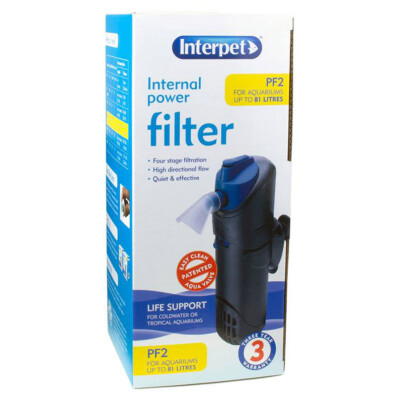 INTERPET PF2 INTERNAL FILTER 500Lph 9W MEDIA ADJUSTABLE AQUARIUM FISH ...