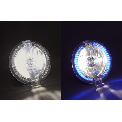 7" Halogen Blue Split LED Halo Ring Angel Eye Headlight Headlamp Light ...