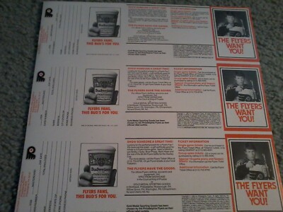 1983-84 Philadelphia Flyers 3 Schedules on flat Uncut Sheet (2)Clarke's ...