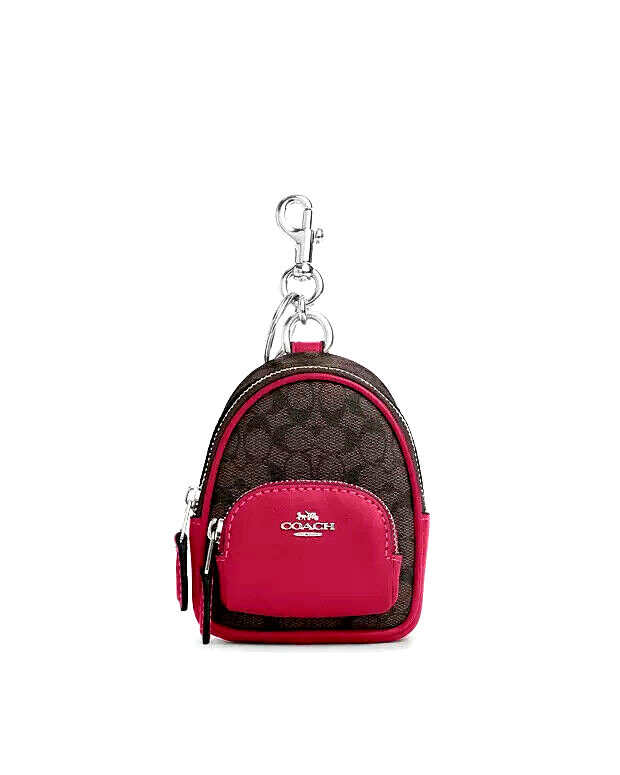 NWT Coach C7803 Mini Court Backpack Large Bag Charm In Signature Canvas ...