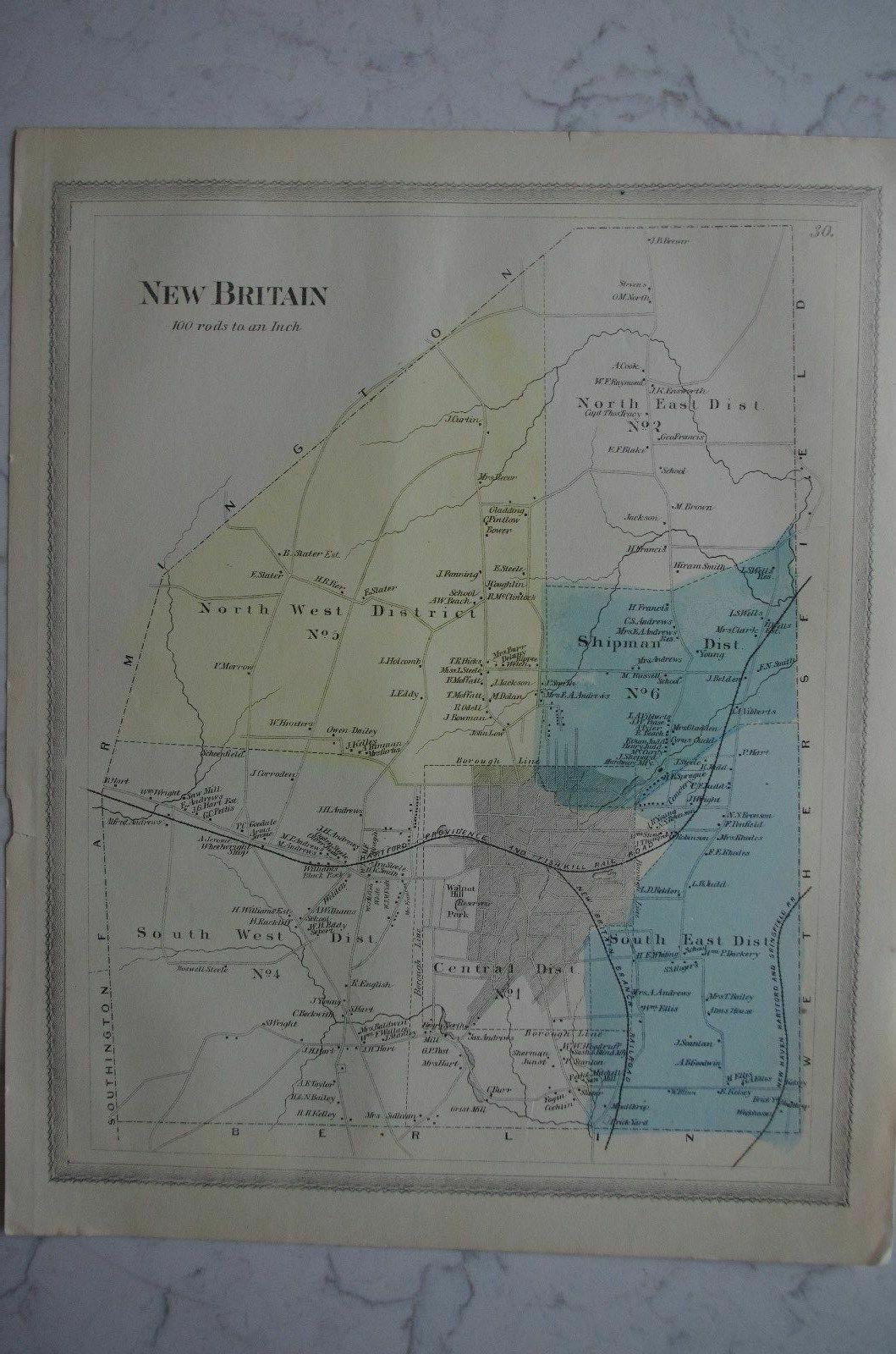 Map 1868 New Britain, Connecticut FW Beers | eBay
