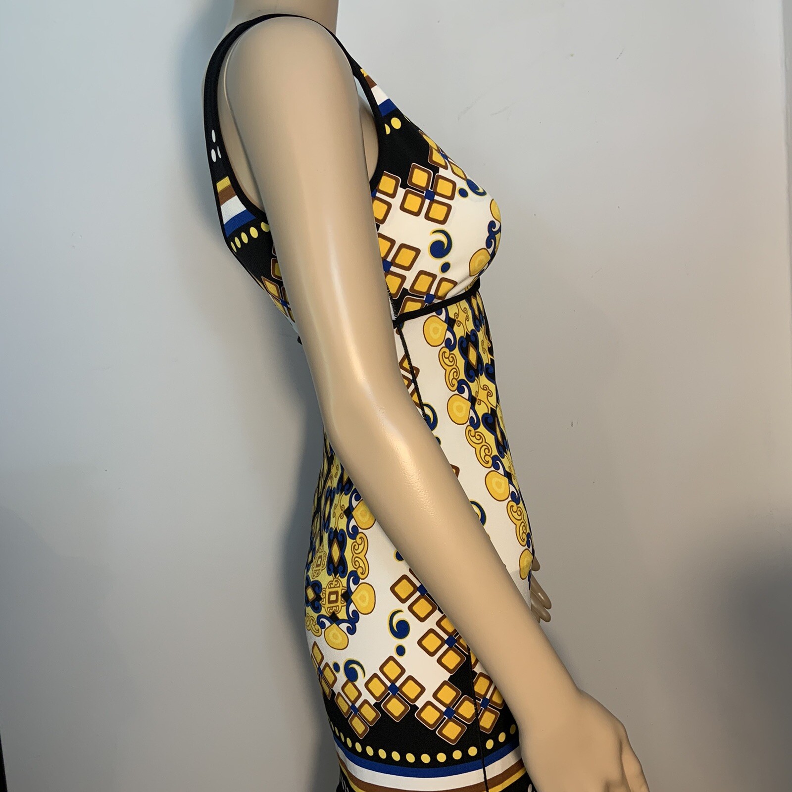 Eva Varro Designer Made In LA Usa Sleeveless Black Yellow Knee Length ...