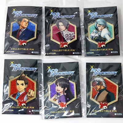 Ace Attorney Phoenix Wright Full Golden Series 2 Enamel Pins Set of 6 ...