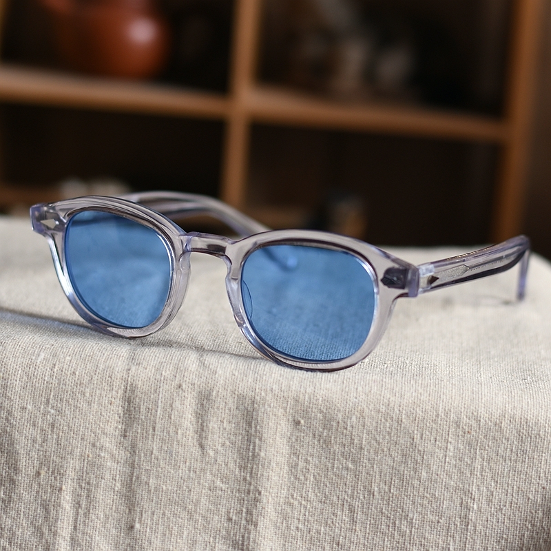 Johnny Depp blue sunglasses men's crystal clear acetate glasses blue ...