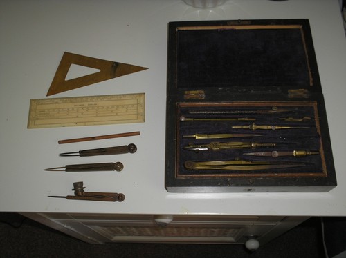 Antique / Vintage Draftsman Technical Drawing Set with extra ...