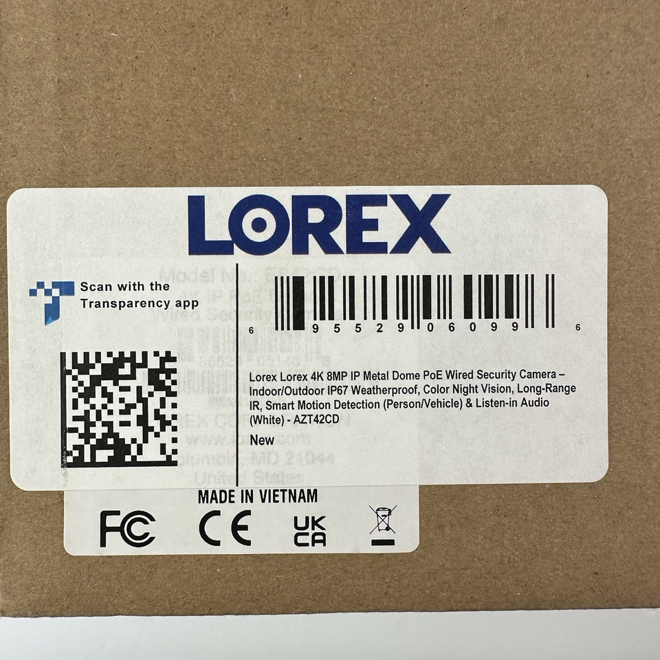 Lorex 4K (8MP) Smart IP Dome Security Camera with Listen-in Audio and ...