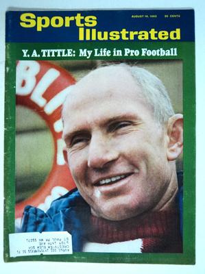 August 1965 Sports Illustrated Football Magazine Giants Y.A. Tittle ...