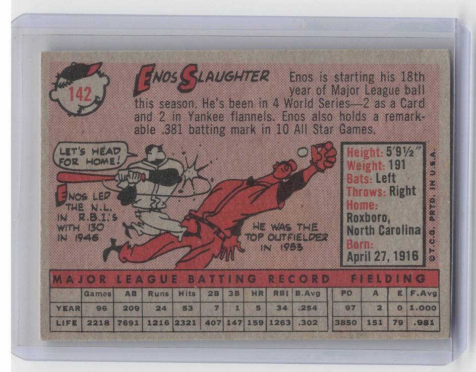 1958 Topps #142 Enos Slaughter | eBay