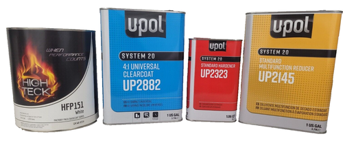 White Basecoat Paint GM WA8554 High Teck HFP151, Clearcoat & Reducer ...