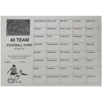 FOOTBALL SCRATCH CARDS 40 TEAM - FUNDRAISING - PACK OF 50 CARDS ...