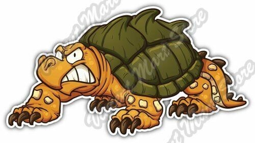 Cute Angry Snapping Turtle Funny Cartoon Car Bumper Vinyl Sticker Decal ...