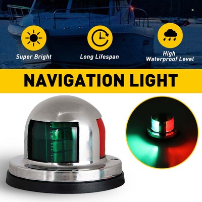 LED Bow Navigation Light For Marine Boat Yacht Pontoon 12V 2 IN 1 Green ...