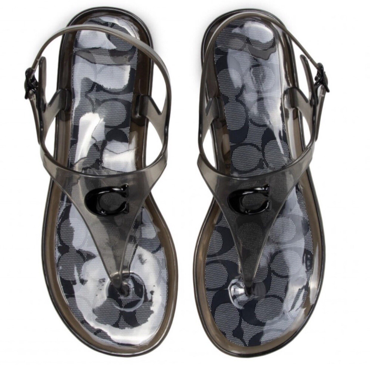 Coach Natalee Jelly Thong Sandals C3067 Black Women's… - Gem