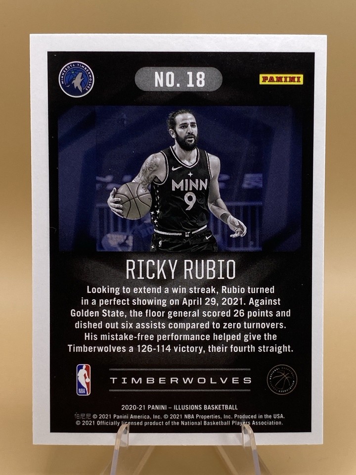 Ricky Rubio 2020-21 Panini Illusions #18 Minnesota Timberwolves Trading ...