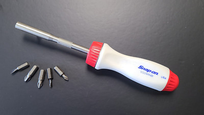Snap-On ™ Tools WHITE & BRIGHT RED Ratcheting Screwdriver SSDMR4B with ...