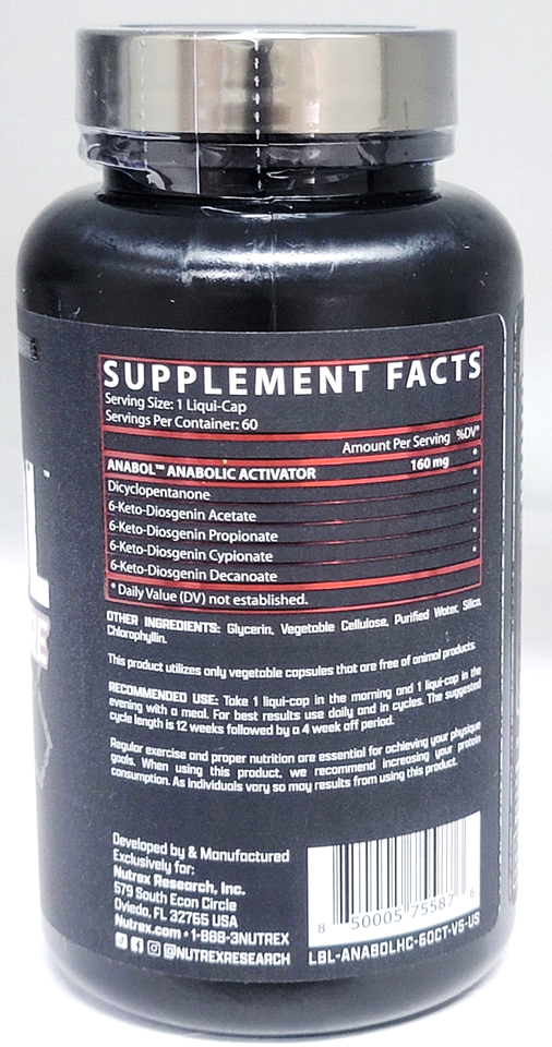 Nutrex Research Anabol Hardcore Anabolic Activator, Muscle Builder 60 ...