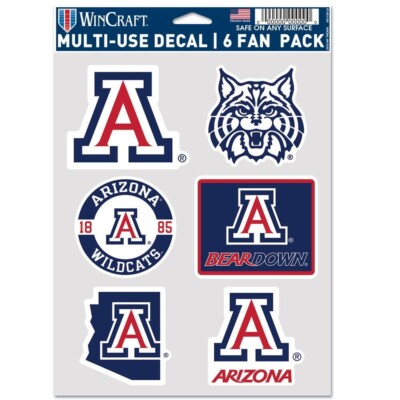 Arizona Wildcats Multi-Use 6 Fan Pack NCAA Decal Stickers *Free ...