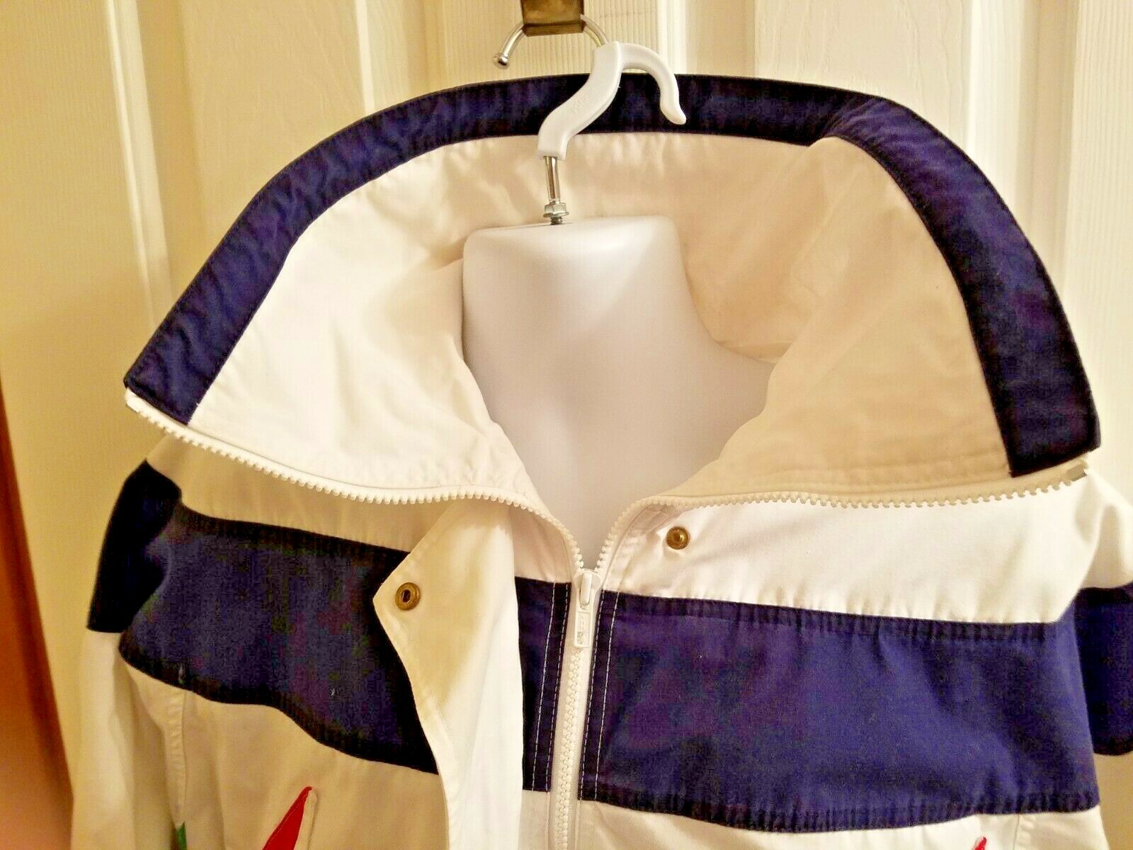 Vintage Braefair Nautical Jacket Coat White / Navy Blue Metal Pulls ...