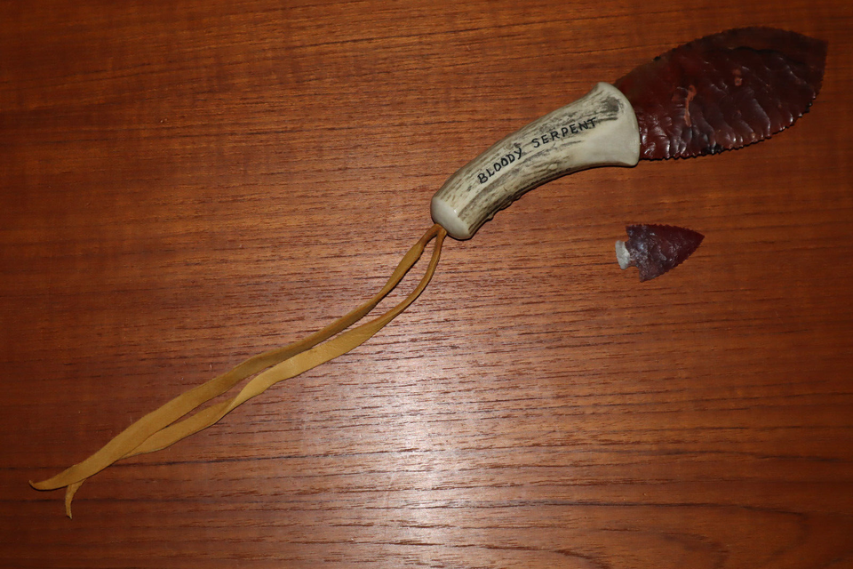 {OOAK} BLOODY SERPENT JASPER KNAPPING SKINNING KNIFE FULLY FUNCTIONAL ...